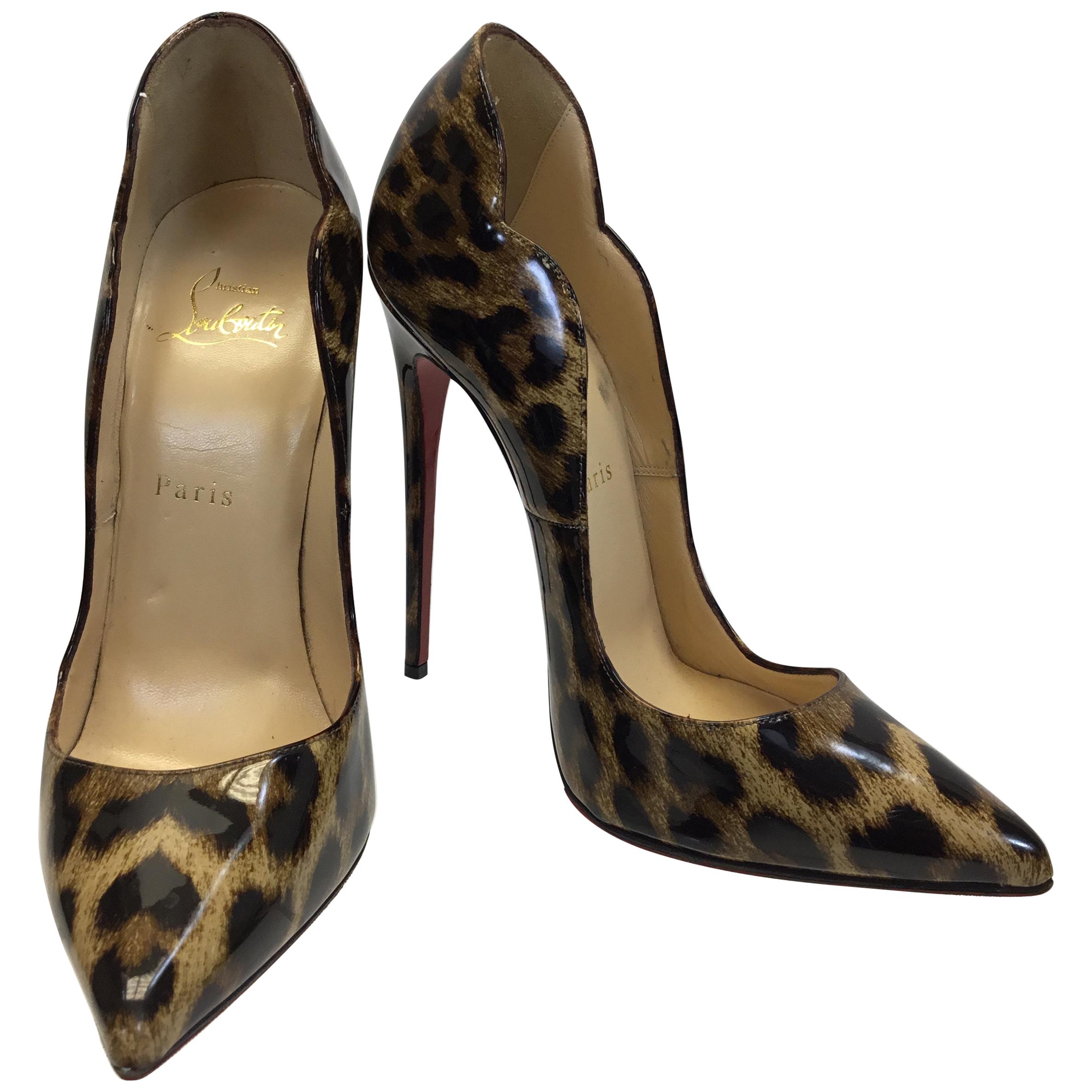 Christian Louboutin Leopard Print Patent Leather Heels at 1stDibs