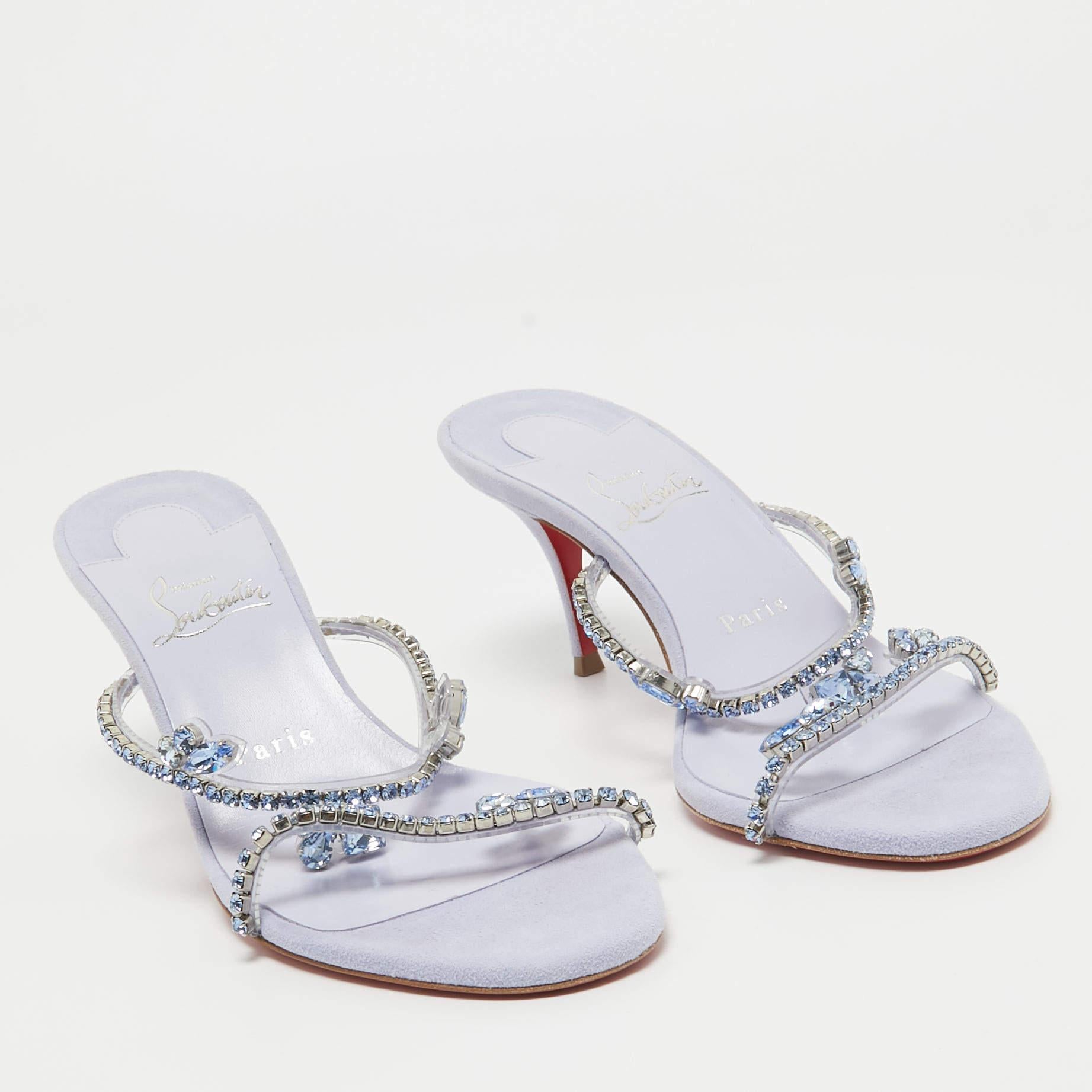 Christian Louboutin Light Purple Crystal Embellished PVC Just Queen ...