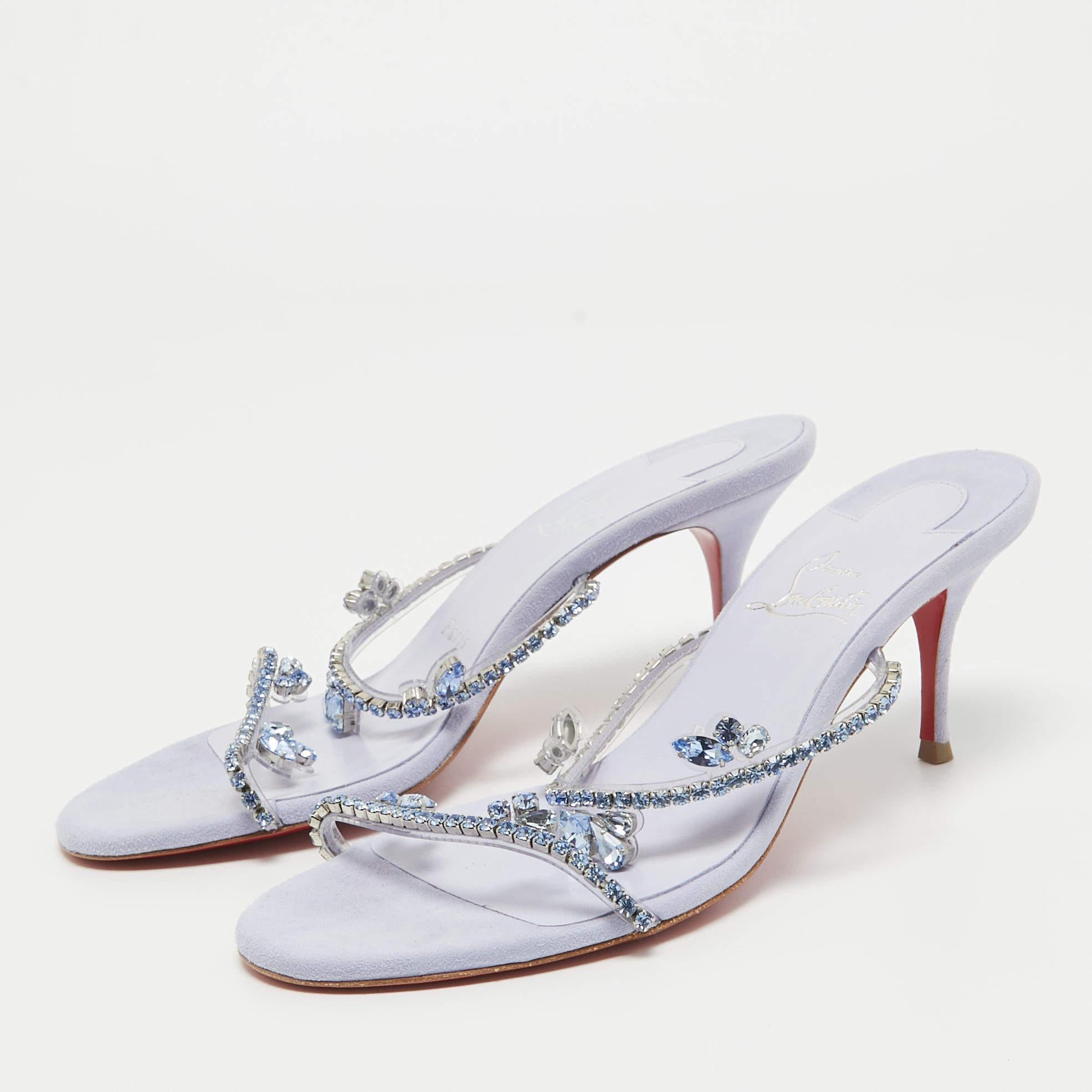 Christian Louboutin Light Purple Crystal Embellished PVC Just Queen ...