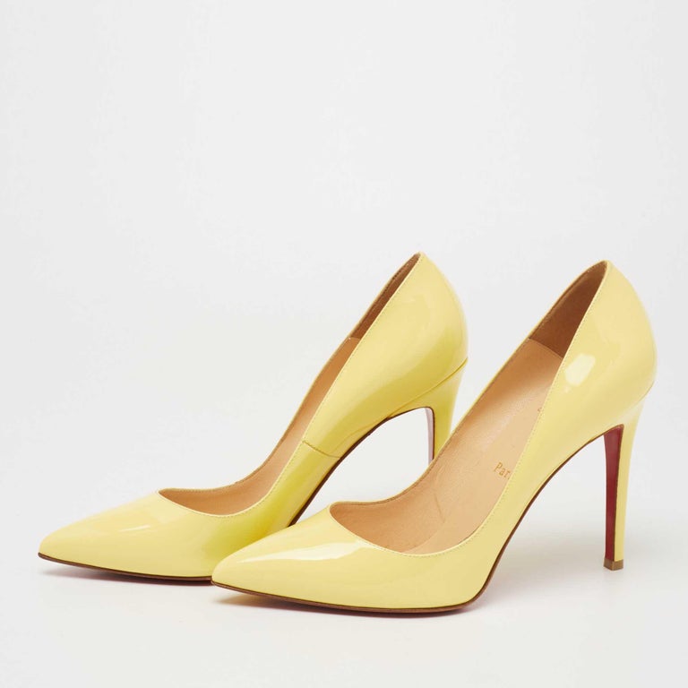 Christian Louboutin Light Yellow Patent Leather Pigalle Pumps Size 39.5 ...