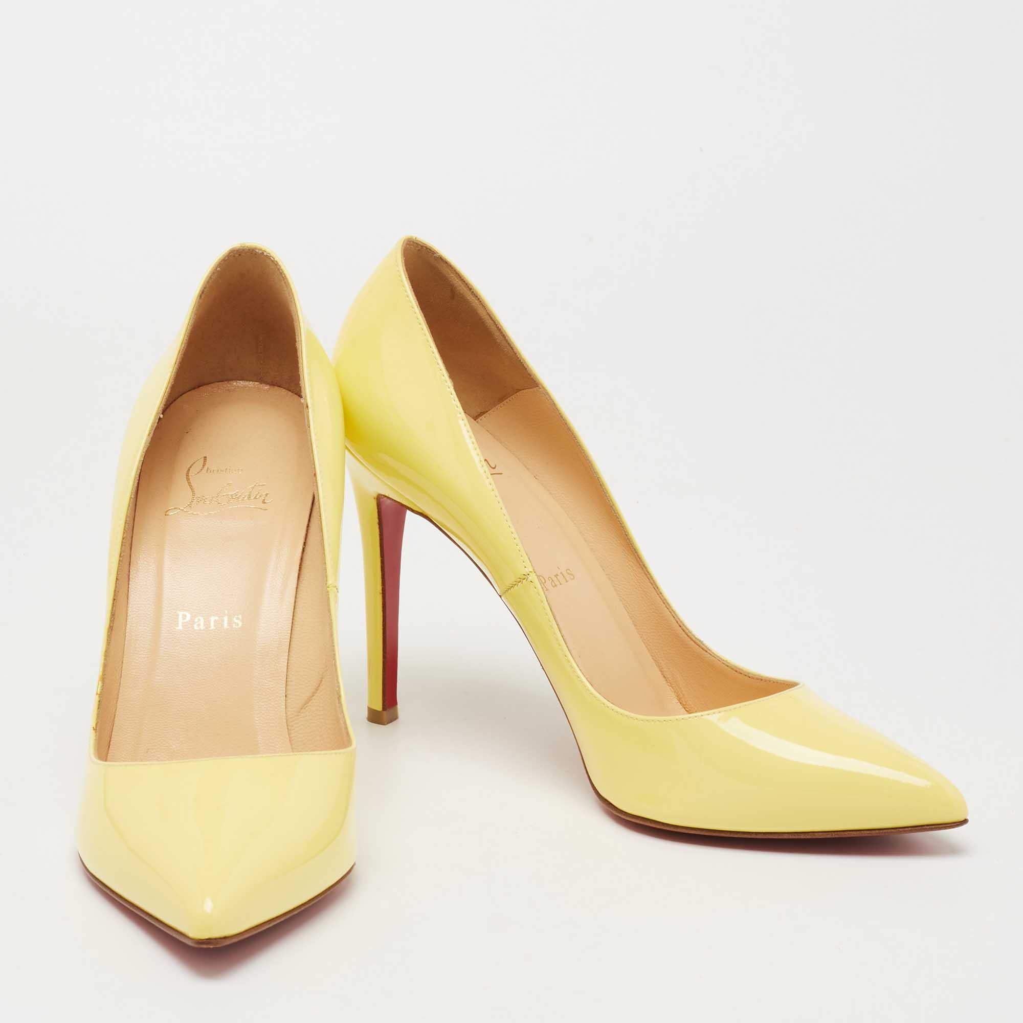 Christian Louboutin Light Yellow Patent Leather Pigalle Pumps Size 39.5 ...