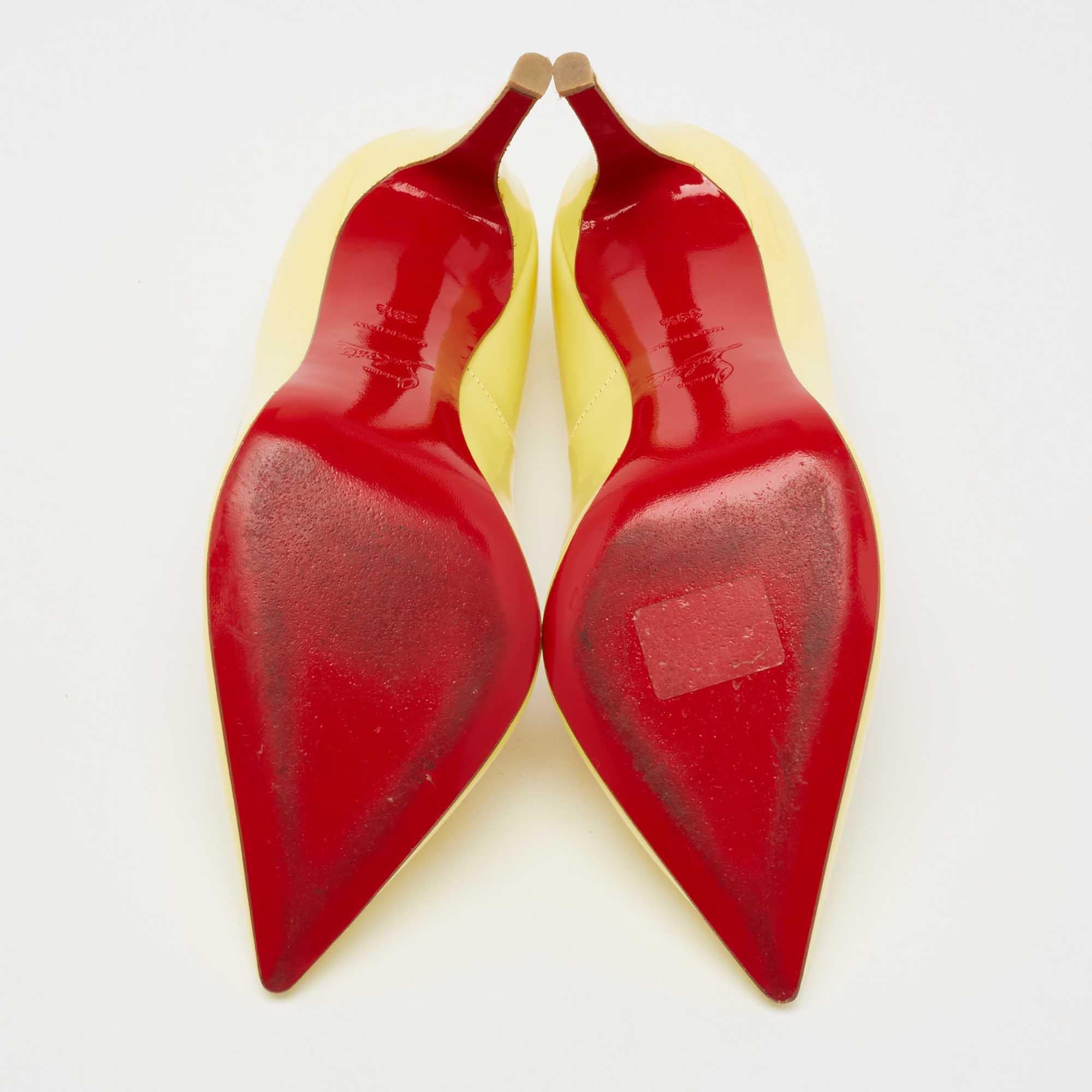 Christian Louboutin Light Yellow Patent Leather Pigalle Pumps Size 39.5 ...