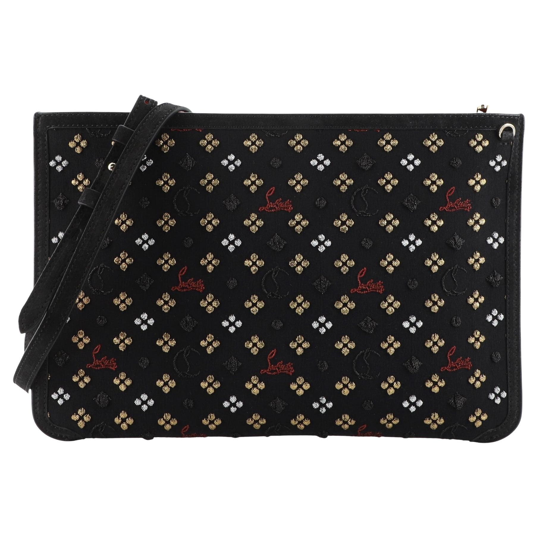 Christian Louboutin Women's Black Patent Leather Rivera Clutch Bag at ...