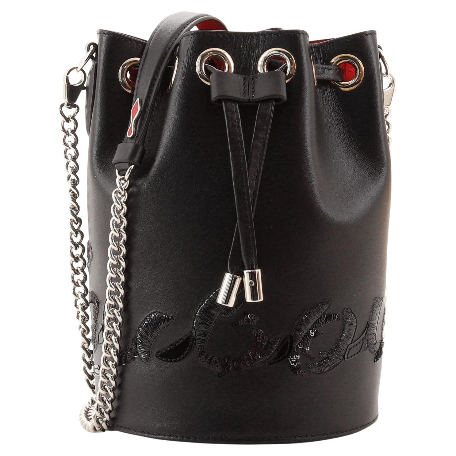 Christian Louboutin Black Leather Artemis Spike Stud Python Bag one ...