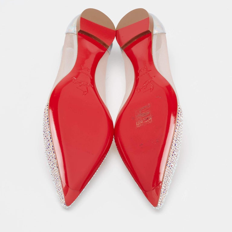 Christian Louboutin Mesh, Iridescent Leather and Suede Ballet Flats Size 35.5 For Sale at 1stDibs