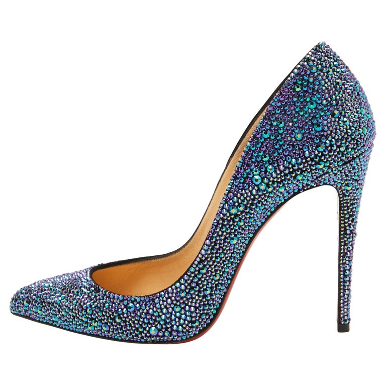 Christian Louboutin Metallic Blue Crystal Suede Pigalle Follies Pump ...