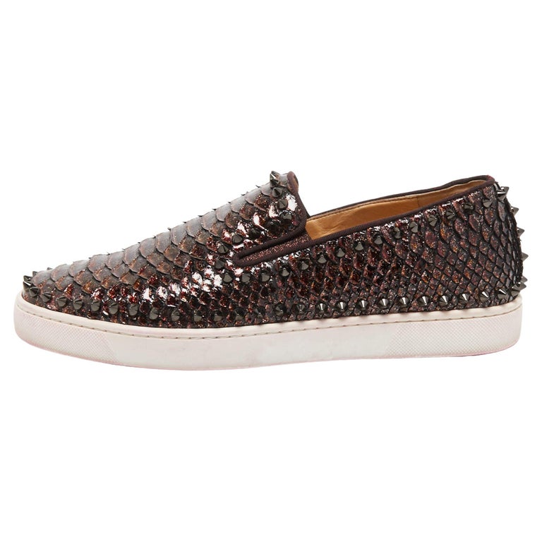 Christian Louboutin Metallic Brown Python Pik Boat Slip On Sneakers ...