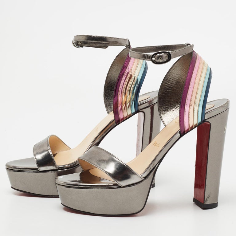 Christian Louboutin Metallic Leather Arkendisc Alta Platform Sandals ...