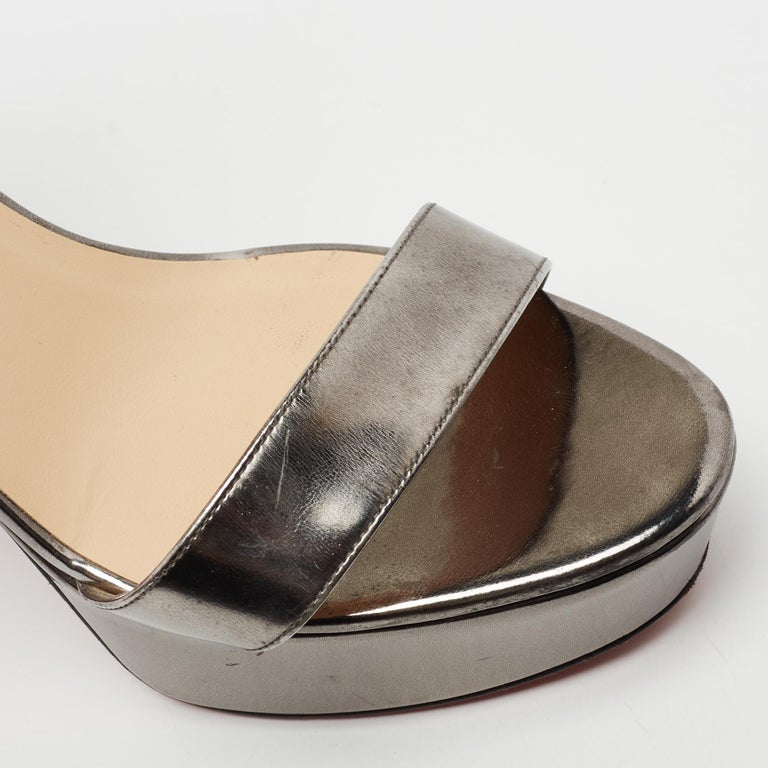 Christian Louboutin Metallic Leather Arkendisc Alta Platform Sandals ...