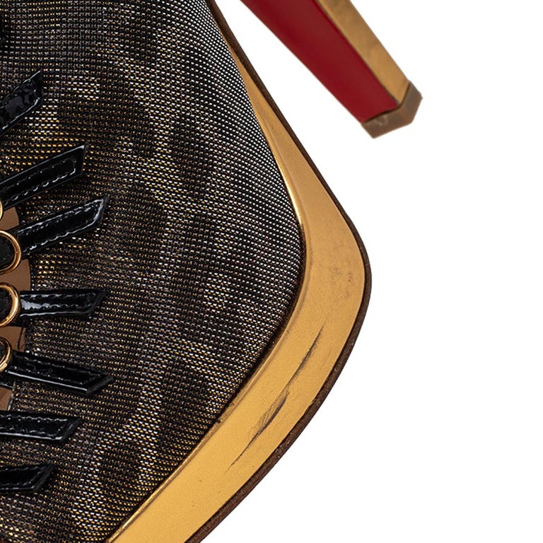 Christian Louboutin Metallic Leopard Print Lurex Peep Toe Ankle Booties Size 39 For Sale At 1stdibs