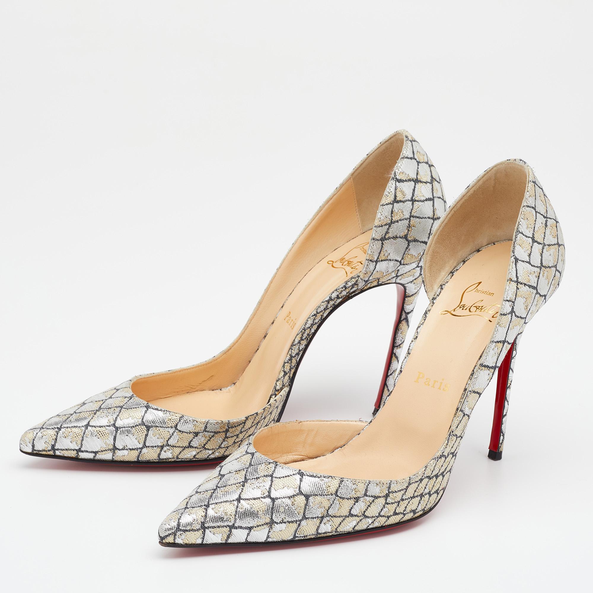 Christian Louboutin Metallic Silver/Gold Lurex Fabric Iriza D'orsay ...