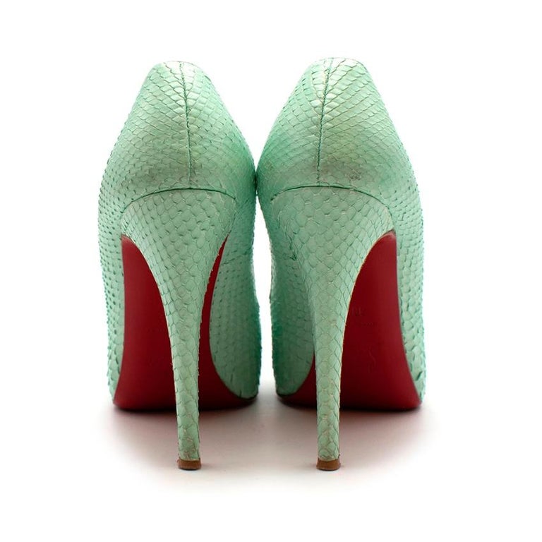 Christian Louboutin Mint Green Python Pumps - Size 38.5 at 1stDibs ...