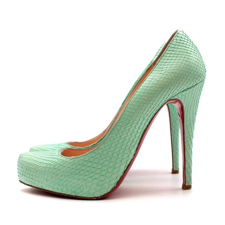 Christian Louboutin Mint Green Python Pumps - Size 38.5 at 1stDibs ...