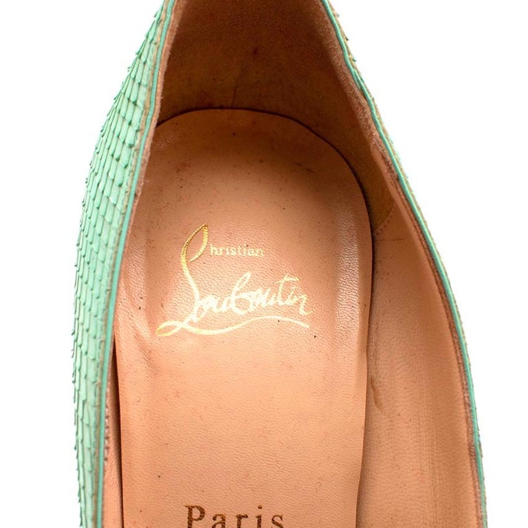 Christian Louboutin Mint Green Python Pumps - Size 38.5 at 1stDibs ...