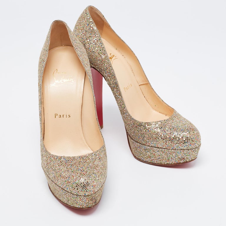 Christian Louboutin Multicolor Coarse Glitter Bibi Platform Pumps Size ...