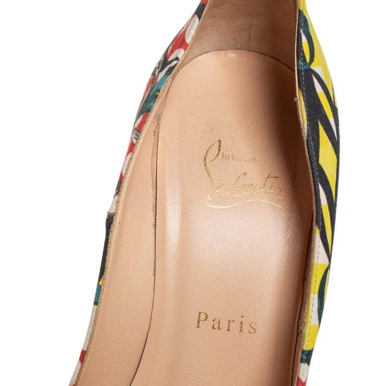 Christian Louboutin Multicolor Fabric Daffodile Platform Pumps Size 38