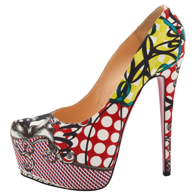 Christian Louboutin Multicolor Loubi Print Fabric Daffodile Platform ...