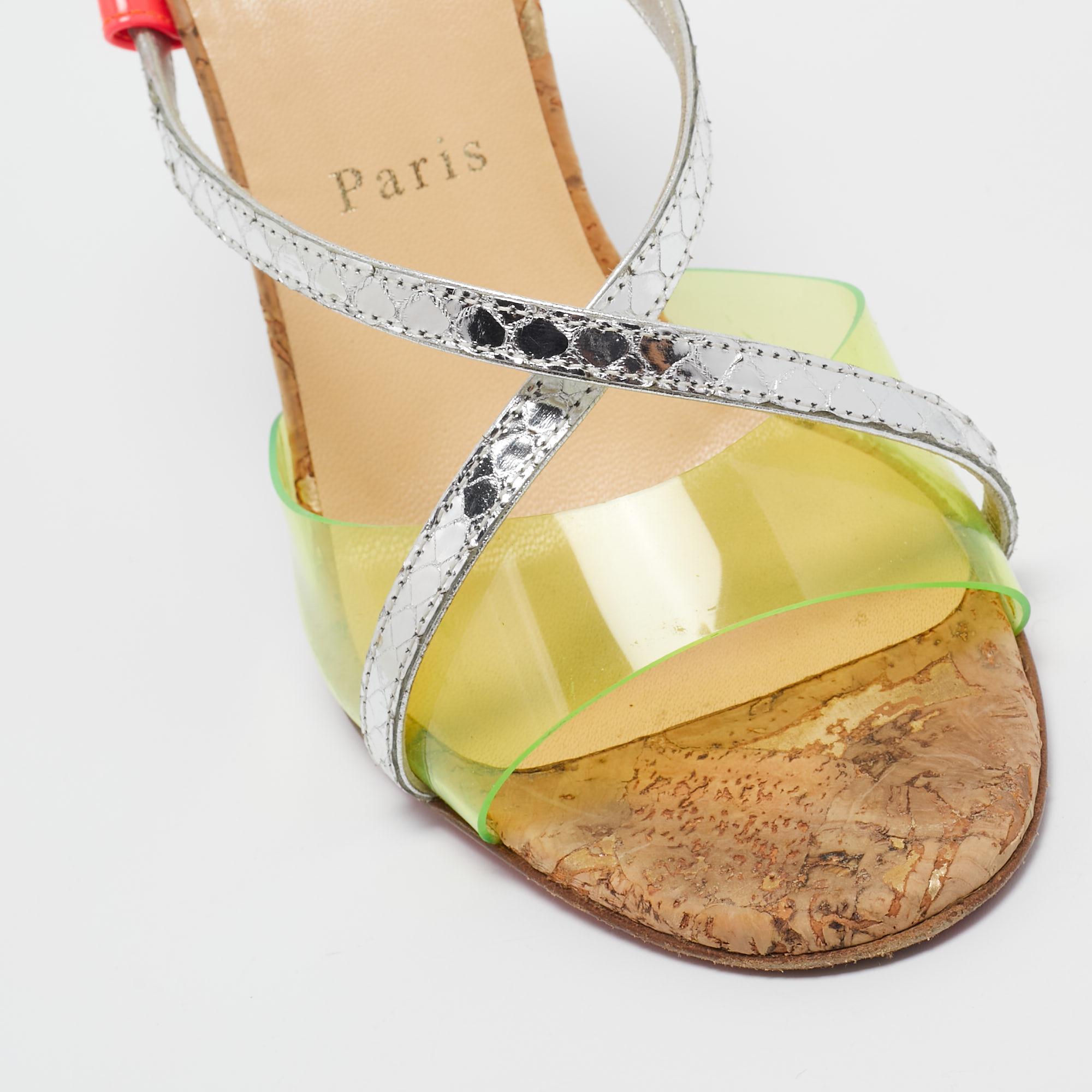 Christian Louboutin Multicolor Python Embossed and PVC Slingback ...