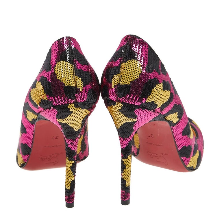 Christian Louboutin Multicolor Sequins Fifi Pumps Size 37 For Sale at ...