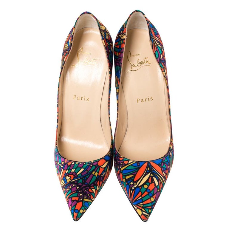 Christian Louboutin Multicolor Vitrail Print Satin So Kate Toe Pumps ...