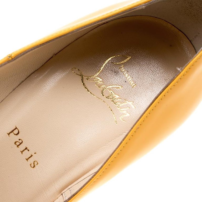 Mustard Yellow Patent Leather Pigalle Pointed Toe Pumps Size 37.5 For ...