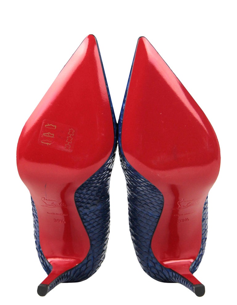 Christian Louboutin NEW Cobalt Blue Python Pigalle 100mm Pumps sz 39.5 ...