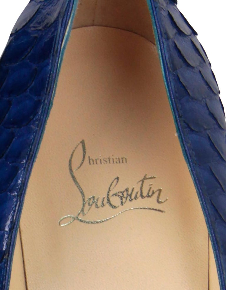 Christian Louboutin NEW Cobalt Blue Python Pigalle 100mm Pumps sz 39.5 ...