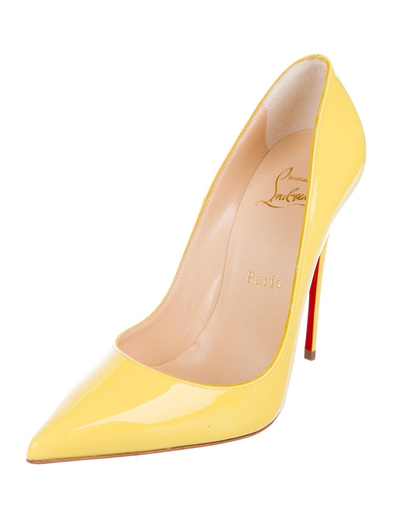 Christian Louboutin NEW Yellow Patent Leather So Kate High Heels Pumps ...