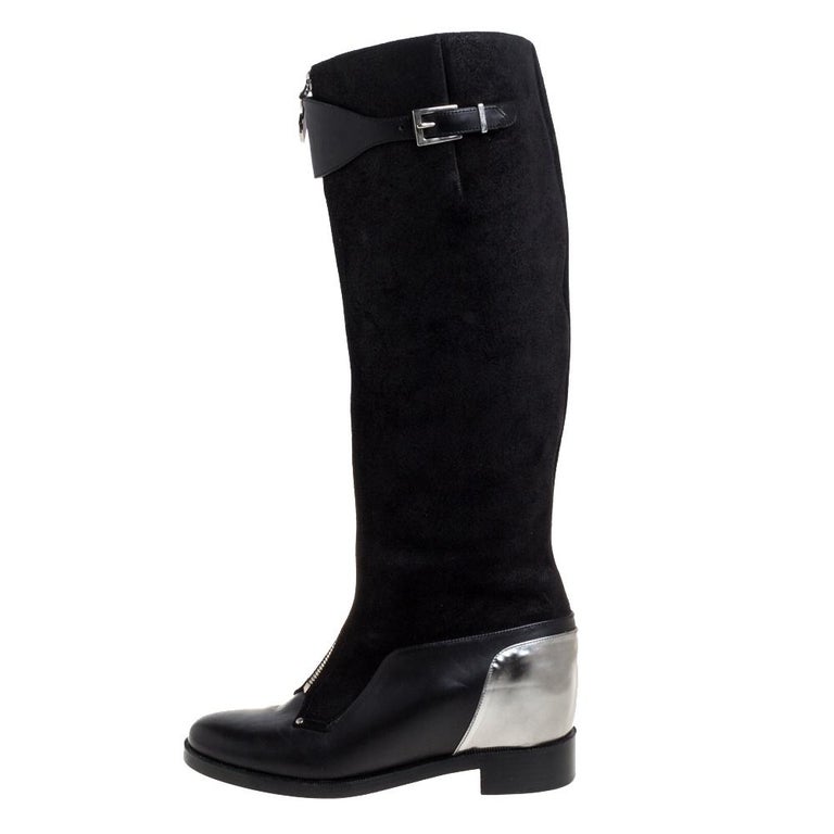 Christian Louboutin Nubuck And Leather Melisandre Calf Length Boots ...