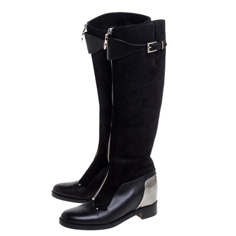 Christian Louboutin Nubuck And Leather Melisandre Calf Length Boots ...