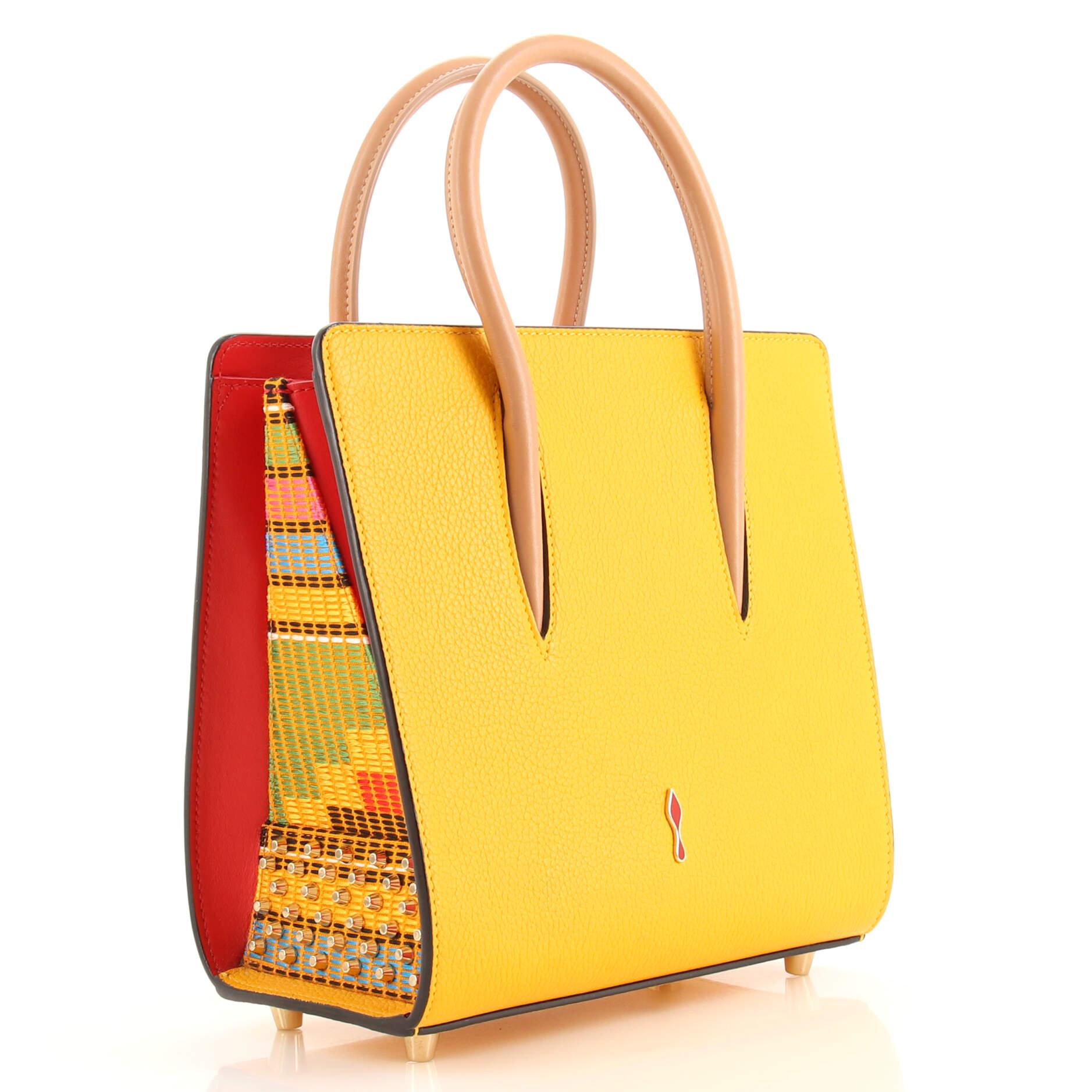 Christian Louboutin Paloma Tote Leather and Africube Textile Small at ...
