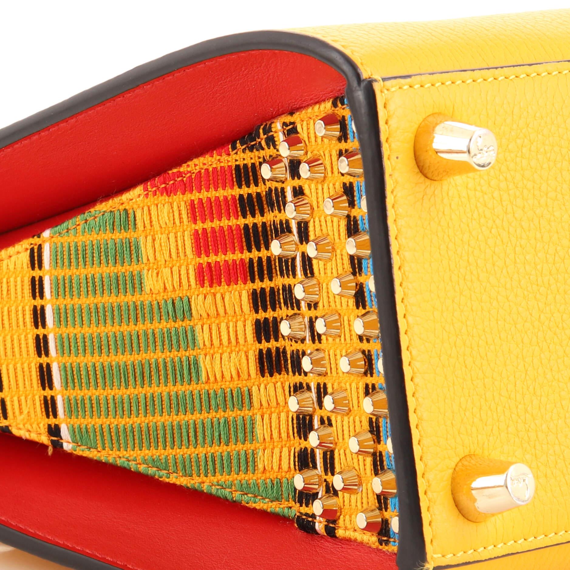 Christian Louboutin Paloma Tote Leather and Africube Textile Small at ...