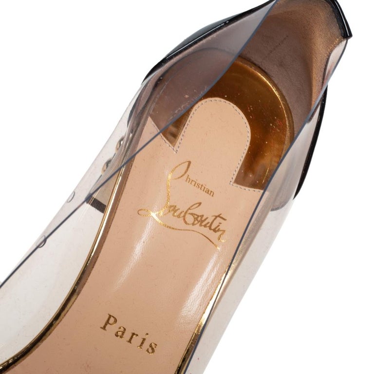 Christian Louboutin Patent Leather and PVC Gallica 55 Block Heel Pumps ...