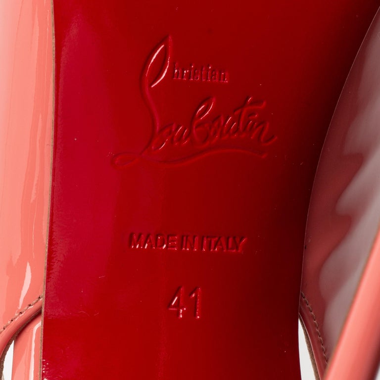 Christian Louboutin Patent Leather Drama Spiked Slingback Sandals Size ...