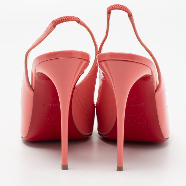 Christian Louboutin Patent Leather Drama Spiked Slingback Sandals Size ...