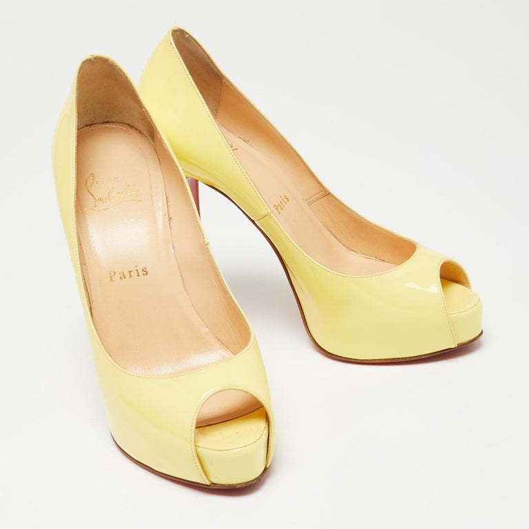 Christian Louboutin Patent Leather Very Prive Peep Toe Platform Pumps ...