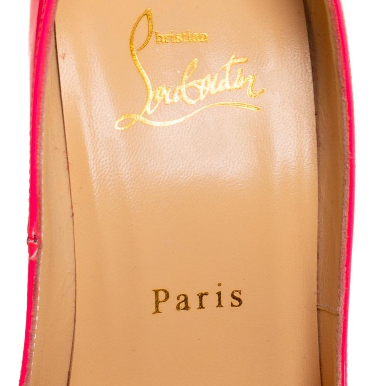 Christian Louboutin Pink Patent Leather Lady Peep Toe Platform Pumps ...