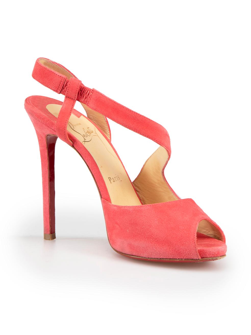 Christian Louboutin Pink Suede Peep Toe Heel Sandals Size IT 38 For ...