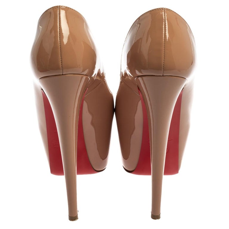 Christian Louboutin Powder Pink Patent Leather Highness Peep Toe ...