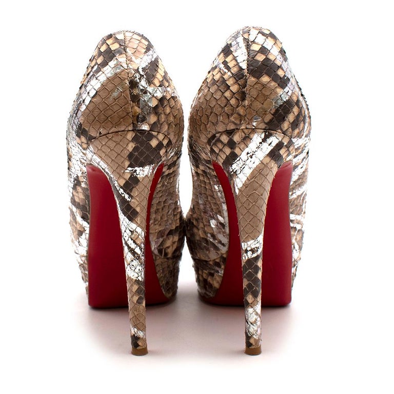 Christian Louboutin Python Lady Peep Platform Pumps 37.5 at 1stDibs