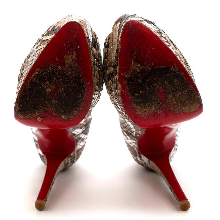 Christian Louboutin Python Lady Peep Platform Pumps 37.5 at 1stDibs