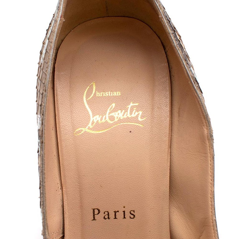 Christian Louboutin Python Lady Peep Platform Pumps 37.5 at 1stDibs