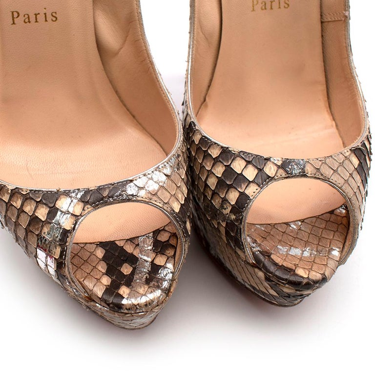 Christian Louboutin Python Lady Peep Platform Pumps 37.5 at 1stDibs