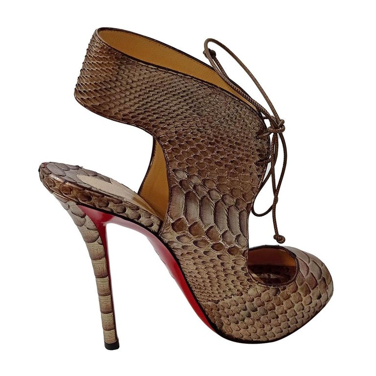 Christian Louboutin Python Sandal 37,5 For Sale at 1stDibs