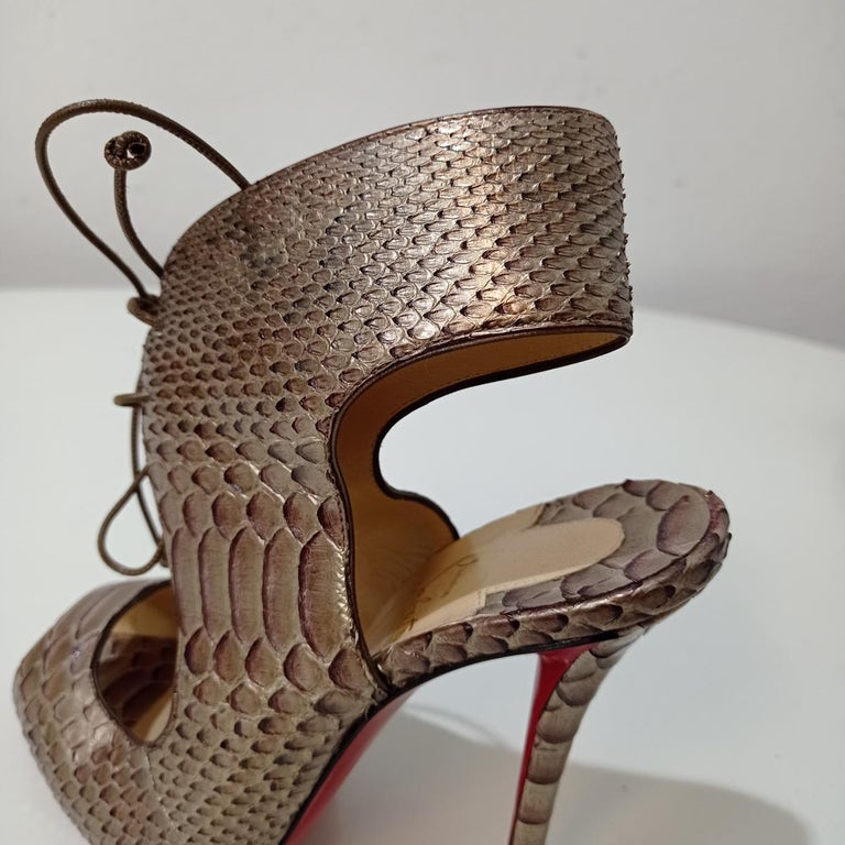 Christian Louboutin Python Sandal 37, 5 For Sale at 1stDibs