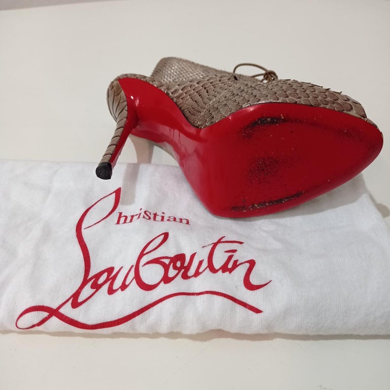 Christian Louboutin Python Sandal 37,5 For Sale at 1stDibs