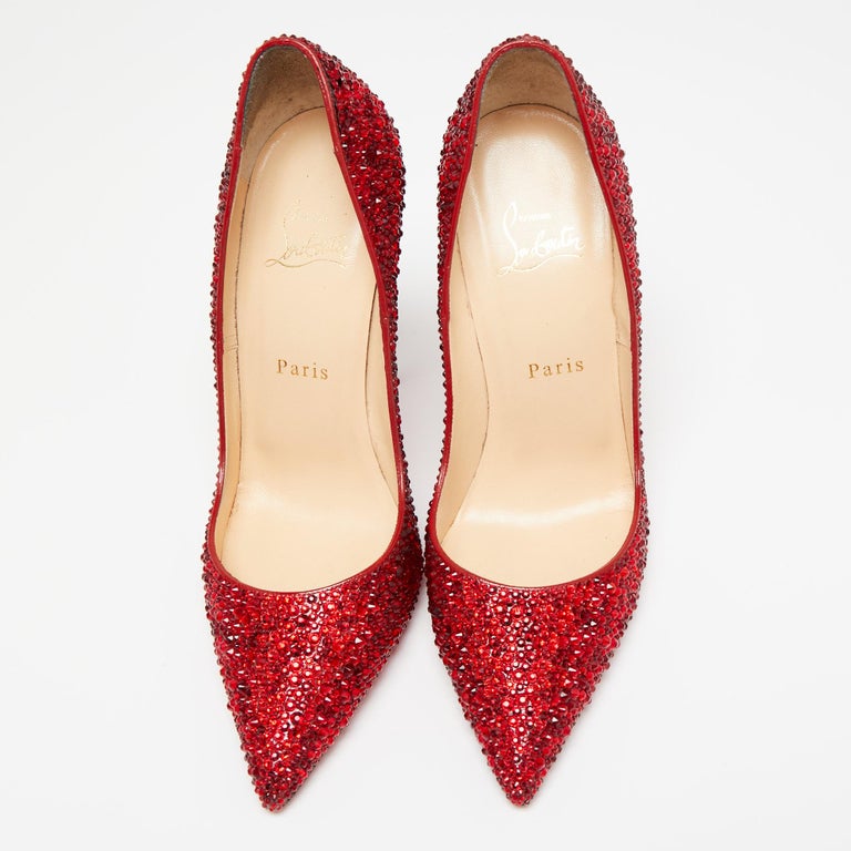 Christian Louboutin Red Leather Strass Degrade So Kate Pumps Size 39 ...