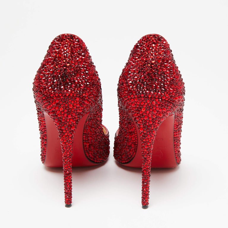 Christian Louboutin Red Leather Strass Degrade So Kate Pumps Size 39 ...