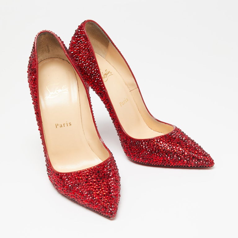 Christian Louboutin Red Leather Strass Degrade So Kate Pumps Size 39 ...