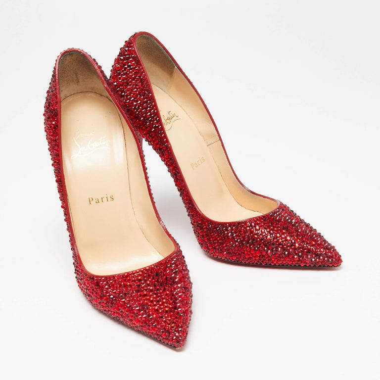 Christian Louboutin Red Leather Strass Degrade So Kate Pumps Size 39 ...
